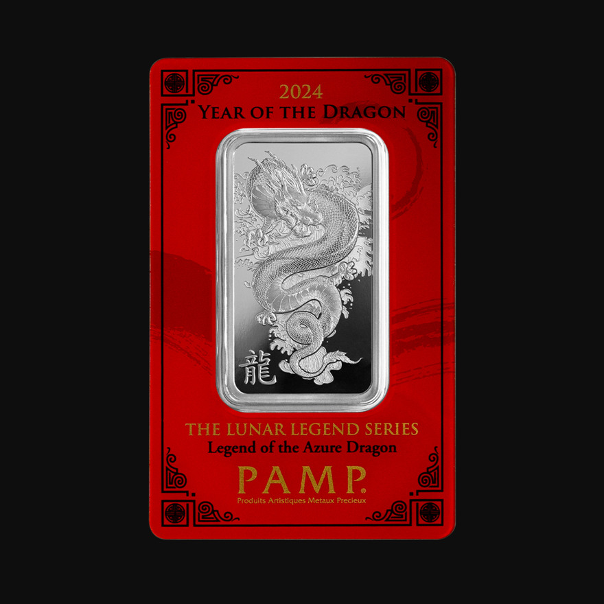 1 oz silvertacka PAMP Lunar 2024 Drakens År - Tavex Sweden