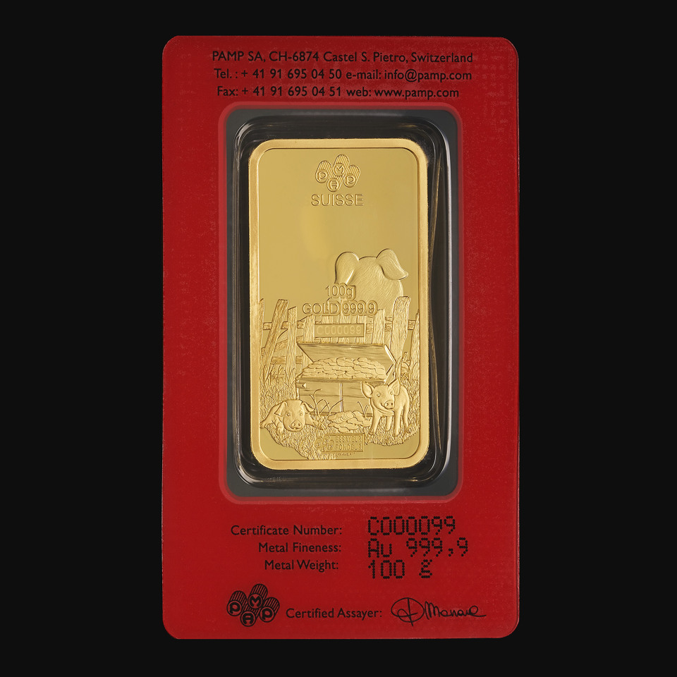 100 gram Guldtacka PAMP Lunar 2019 Grisens År - Tavex Sweden