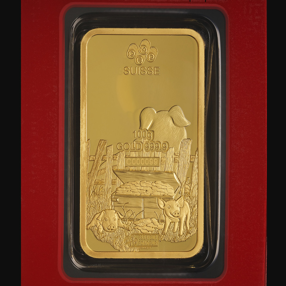 100 gram Guldtacka PAMP Lunar 2019 Grisens År - Tavex Sweden