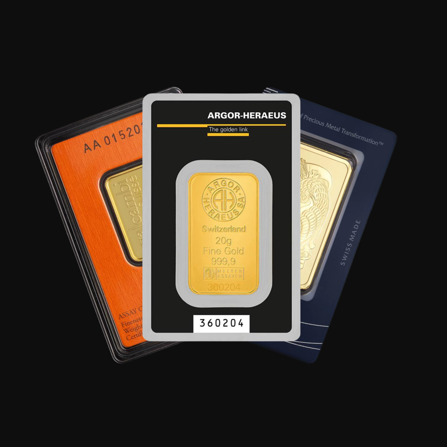 20 gram gold bars mixed brands - Tavex Sweden